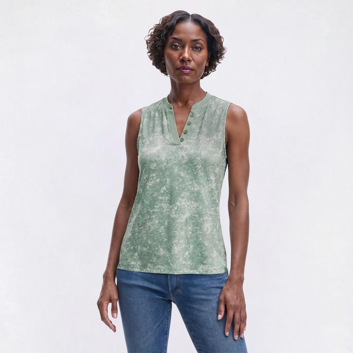 Click here for Womens LANDS END(R) Button Accent Split Neck Blous... prices